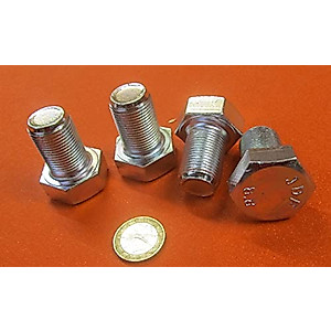 Class 8.8 Zinc Plated Steel Hex Head Bolts FT M20 x 1.5 mm x 30 mm Long 4 pcs., Silver