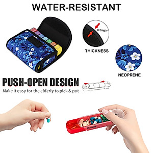 AATACAS Pill Organizer Case, Weekly Travel Pill Case Medication Reminder Daily AM PM, Day Night 7 Compartments, for 4 Times A Day, 7 Days a Week - Includes Neoprene Carrying Case