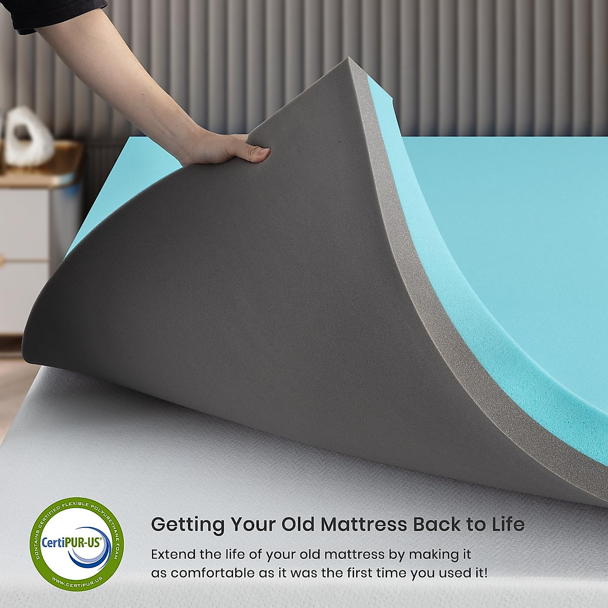 Maxzzz 4 Inch Full Size Mattress Topper, Gel Memory Foam Mattress Topper, CertiPUR-US Certified, 74 * 54 inches.