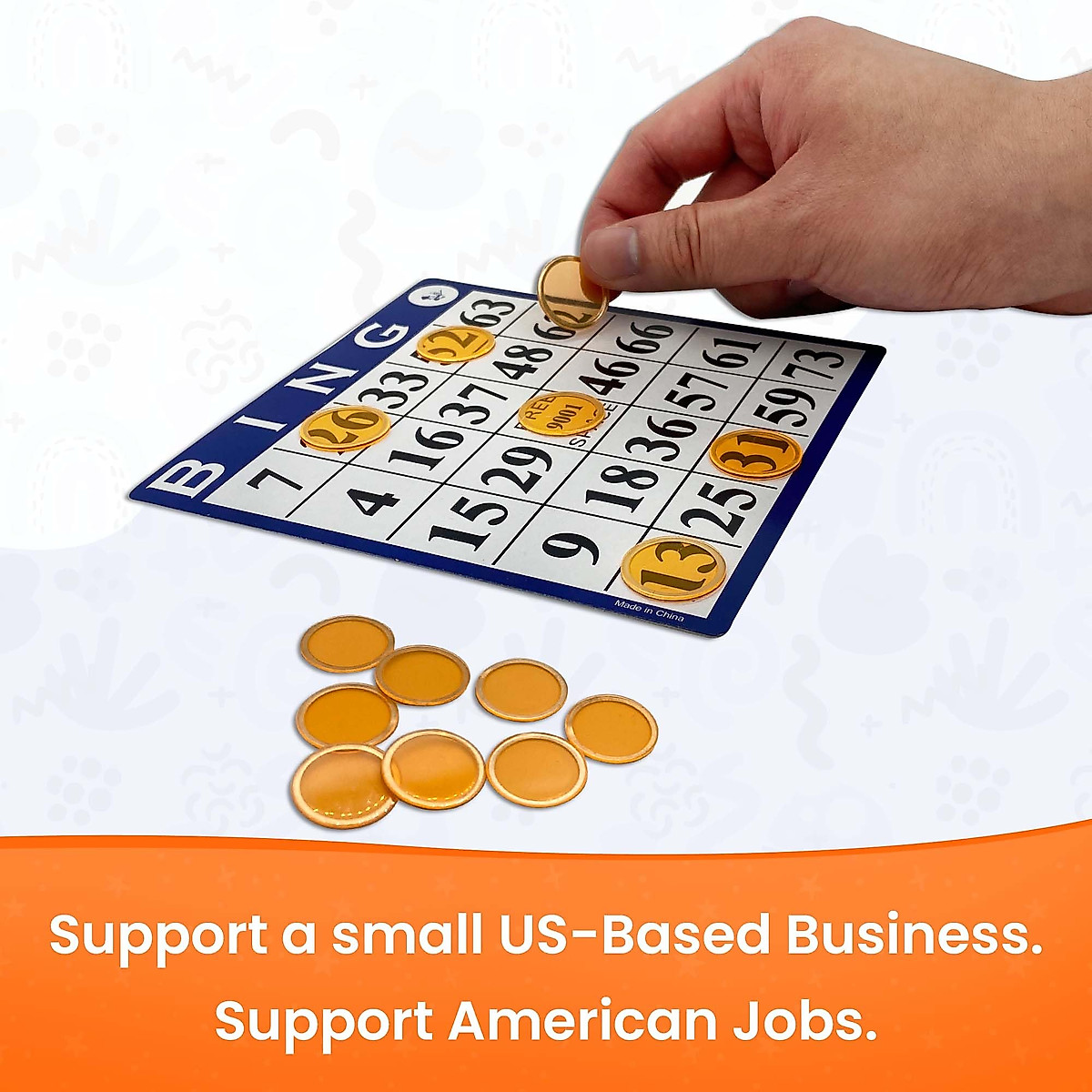 MR CHIPS Magnetic Bingo Chips with Metal Ring 3/4 Inch 300 Upgraded Pieces Orange Transparent - Available in 7 Colors A Reusable Storage Bag