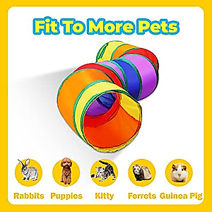 Boziyv Cat Tunnels for Indoor Cats, 2pack Collapsible Rabbits Pet Play Tunnels T S-Shape Tube Kitten Bunny Tunnel with Interactive Ball for Holland Lops