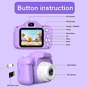 goopow Kids Selfie Camera, Christmas Birthday Gifts for Boys Age 3-9, HD Digital Video Cameras for Toddler, Portable Toy for 3 4 5 6 7 8 Year Old Boy&Girls with 32GB SD Card