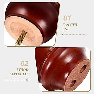 Homoyoyo Round Wood Furniture Legs 2pcs Gourd Shape Sofa Legs Leveling Couch Leg Chair Leg Wooden Leg Table Wooden Leg Soft Wooden Foot for Home Brown 8cm