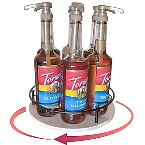 Zartooldeco 7 Bottles Coffee Syrup Rack - Coffee Syrup Organizer- Syrup Bottle Holder Countertop- Syrup Stand for Coffee Bar- Lazy Susan for Bottles Syrups for Coffee Table