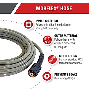 Simpson Cleaning 40225 Morflex Series 3700 PSI Pressure Washer Hose, Cold Water Use, 5/16 Inch Inner Diameter, 25 Feet, Natural