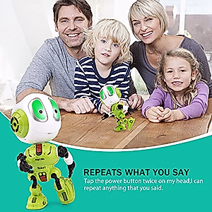 Stocking Stuffers for Kids, Sopu Rechargeable Robot Toys, Mini Talking Robot with Repeats Waht You Say, LED Lights and Cool Sounds Interactive Toy Christmas Stocking Stuffers for Adults Kids (Green)