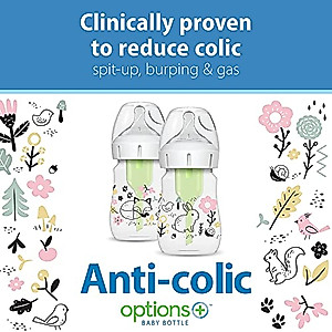 Dr. Brown’s Wide-Neck Baby Bottle Woodland Designer Bottles, 5 oz/150 mL, 2-Pack with HappyPaci Pacifiers and Lovey Holder, Red Panda