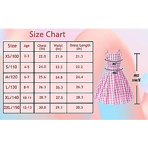 Kids Movie Heroine Costume Dress Girls Strap Pink Plaid Dress Outfits Halloween Costume Movie Party Cosplay with Accessories ZF016XXL
