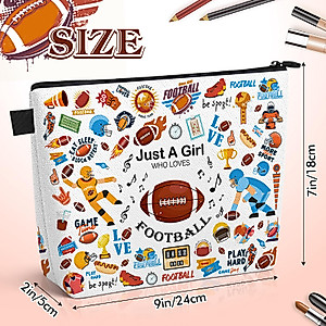 Football Makeup Bag for Teens, Inspirational Canvas Football Cosmetic Bag Pouch Accessories for Players Teams Stuff, Sport Party Favors Birthday Graduation Nurse Gifts for Her Girls Friends Women