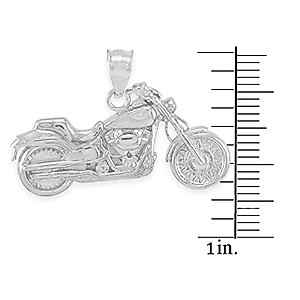 Sterling Silver Polish Biker Charmed Biker Charm Motorcycle Pendant