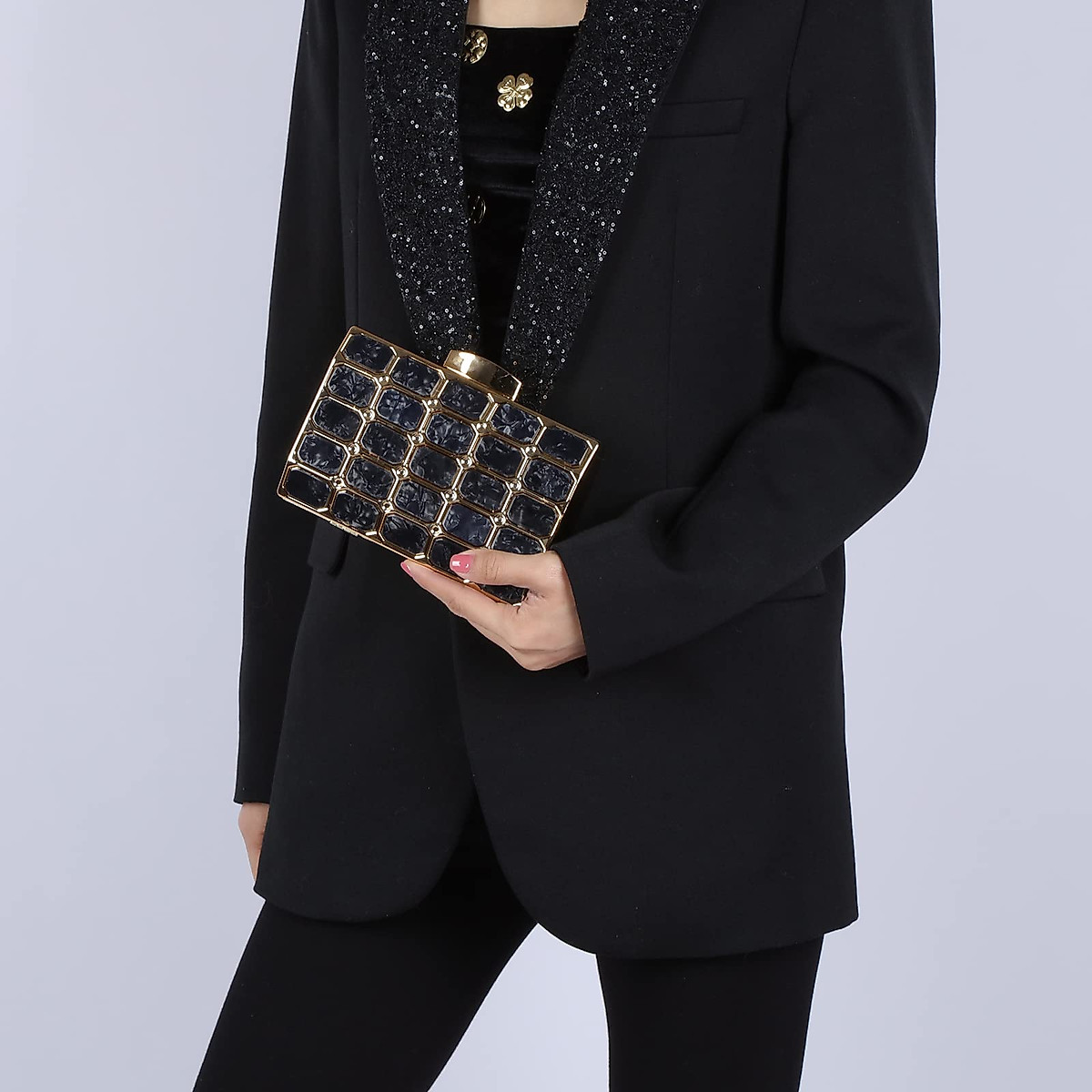 Gripit Acrylic Small Cube Clutch Purse for Women Black Clutch Purse Formal Fancy Purses Evening Clutch Handbag for Banquet