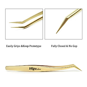 Eyelash Extension Tweezers for Volume Lashes Make Fans Professional Tweezer Tools Precision Stainless Steel 45 Mega Curved Angled 17mm Fine Tip for Eye Lash Extensions Supplies
