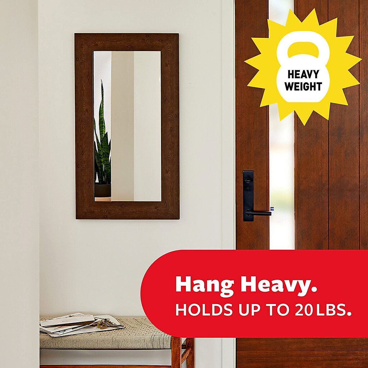 Command 20 Lb XL Heavyweight Picture Hanging Strips, Damage Free Hanging Picture Hangers, Heavy Duty Wall Hanging Strips for Living Spaces, 10 White Adhesive Strip Pairs
