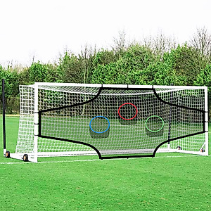 PROLEE Soccer Goal Target Nets 24ft/12ft with 7 Scoring Zones, Soccer Goal Target Training Aide with Colorful Targets, Strong Durable Martial for Longer Lasting (24FT x 8FT)