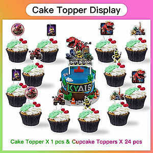 Dinosaur Truck Dinotrux Party Supplies Plates Decorations Birthday Cake Topper Banner Decor Backdrop Balloons