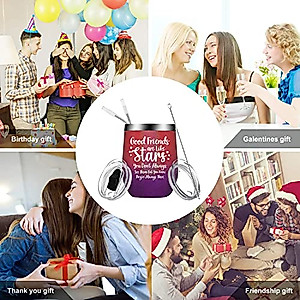 Ficsowy BFF Birthday Gifts for Women Wine Tumbler,Funny Thanksgiving & Gifts of Friendship for friend,Sister,Her,Coworker,Wedding,Insulated Double Wall Cup with Sayings(12oz,Gradient Red)