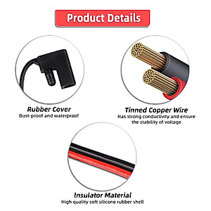 Vemote Solar Panel to SAE Adapter Cable 10AWG, SAE to Solar Connector Adapter Cable, 50Amps for Solar Panels RV Caravan Battery Charger Kit,with SAE Polarity Reverse Adapter (60Cm/2FT)