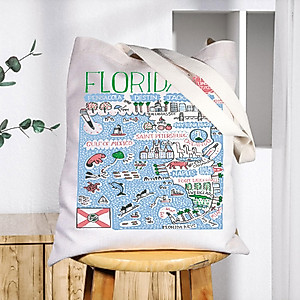 BWWKTOP Florida State Canvas Tote Bag Florida Souvenirs Gifts Florida Travel Bag Florida Tourism Bag Florida Shoulder Bag (Florida)
