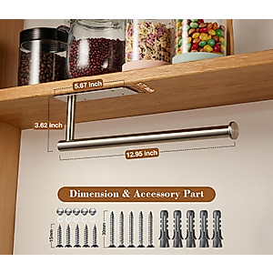 Paper Towel Holder Under Cabinet, Sliver Drilling or Self Adhesive Paper Towel Holder, Paper Towel Roll Rack, SUS304 Stainless Steel Under Counter Paper Towel Holder for Kitchen, Pantry, Bathroom