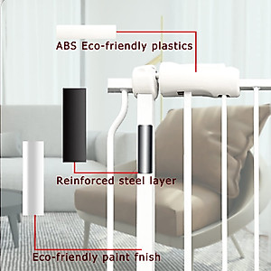 Thasamm Narrow Baby Gate 24"-29" for Doorways Stairs Tension Indoor Safety Gates White Metal Large Pressure Mounted Pet Gate Walk Through Long Safety Dog Gate for The House Doorways Stairs