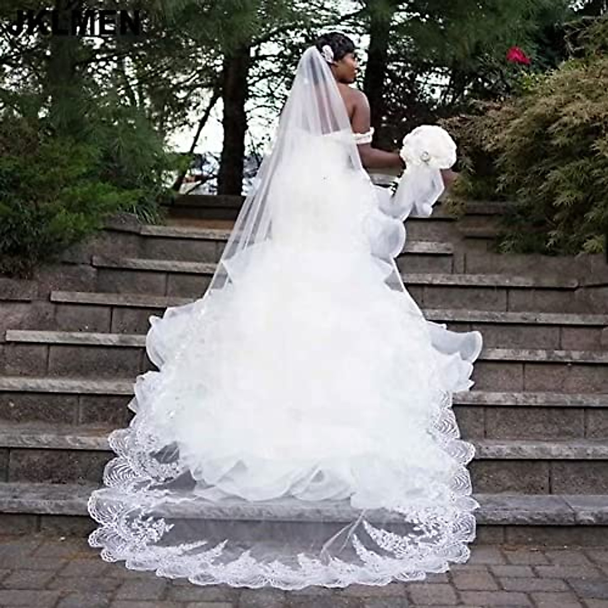Chady Beach Mermaid Strapless Wedding Dresses for Bride 2023 Lace Tulle Elegant Long Train Bridal Dresses for Women with Sleeves White 14