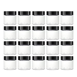 zmybcpack 20 pack 2 OZ Round Clear Plastic Slime Jars With Lids, PET Containers, Storage Jars, Travel Jars For Cosmetic, Makeup, Organization