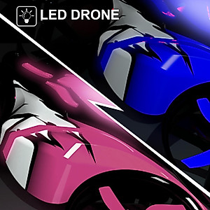 UNTEI 2 In 1 Mini Drones for Kids Remote Control Drone with Land Mode or Fly Mode, LED Lights,Auto Hovering, 3D Flip,Headless Mode and 4 Batteries,Toys Gifts for Boys Girls (Blue & Harbor Pink 2Pack)