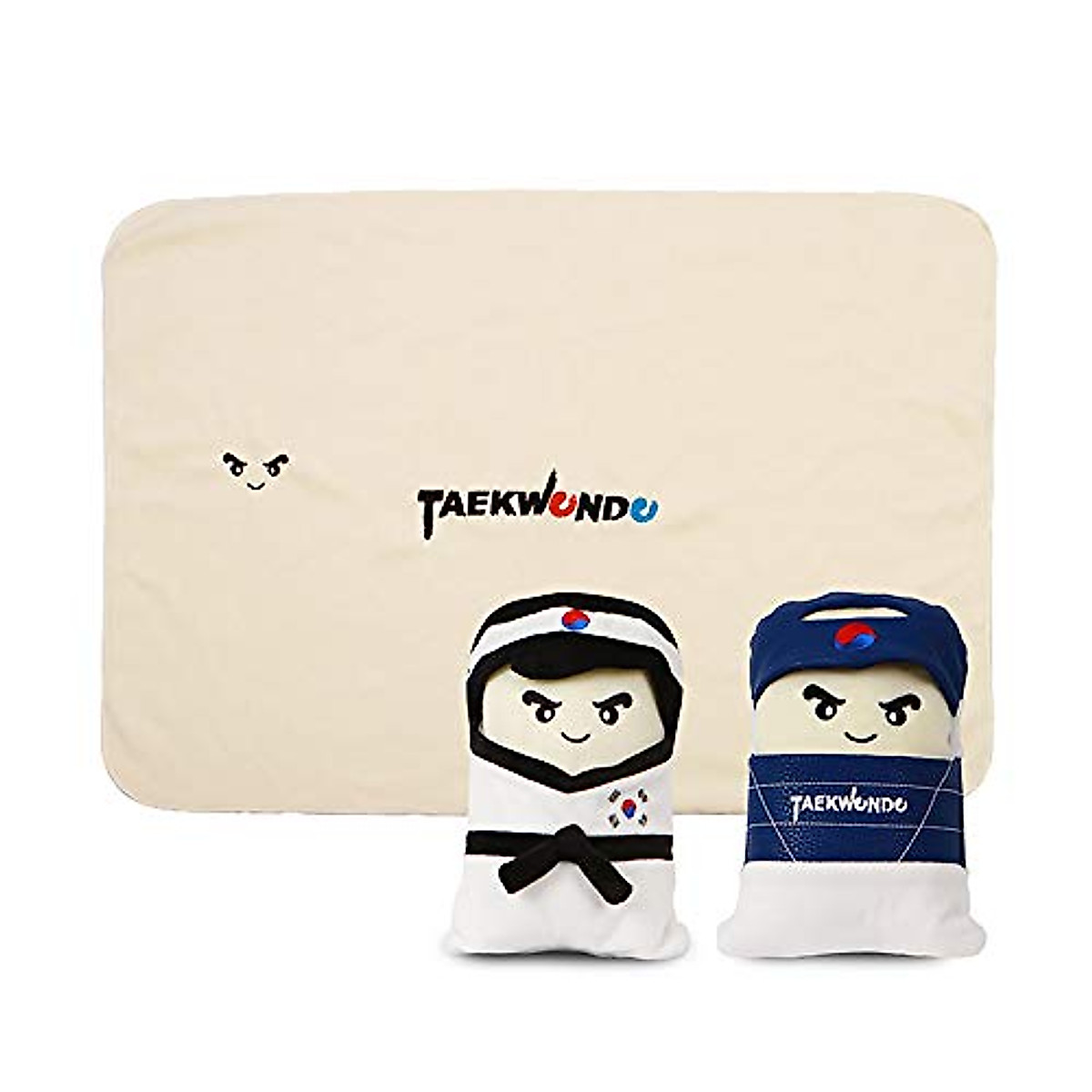 TAE-S] Taekwondo Inspired Super Cozy Fleece That Can Transform Into a Doll - Thoughtful Gift Idea for Martial Arts and Taekwondo Students and Teachers (White Uniform Boy)