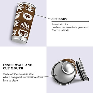 Traditional Culture Of Brown Totem Stainless Steel car cup with Straw Lid coffee travel mug 20oz for hot and cold drinks simply Vacuum Insulated Tumbler 20 OZ