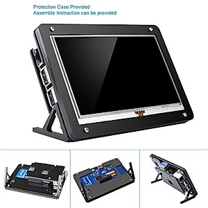 Longruner Raspberry Pi Touch Screen with Case, 5 Inch TFT LCD Display HDMI Module 800x480 for Raspberry Pi 3 2 Model B and RPI 1 B+ A BB Black PC Various Systems （with Protective Case）