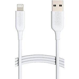 Amazon Basics USB-A to Lightning ABS Charger Cable, MFi Certified Charger for Apple iPhone 14 13 12 11 X Xs Pro, Pro Max, Plus, iPad, 10,000 Bend Lifespan, 6 Foot, White