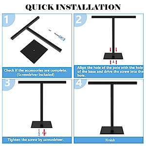 Pynsseu Hand Towel Holder Stand, Matte Black SUS304 Stainless Steel Freestanding T-Shape Towel Bar Rack for Bathroom Kitchen Vanity Countertop