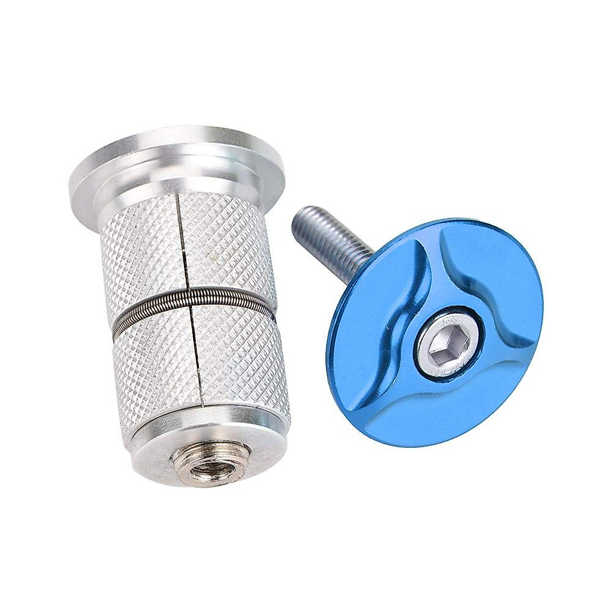 Bike Stem, Durable Aluminum Alloy Headset Top Lightweight Headset Expander Se Bike Headset Expander 1/1.25inch (Blue)