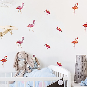 HACASO 24 PCS 2.3 by 3.5 Inches Flamingo Wall Decal Sticker for Home Decor -DIY Home Decor Vinyl Flamingo Nursery Room Wallpaper