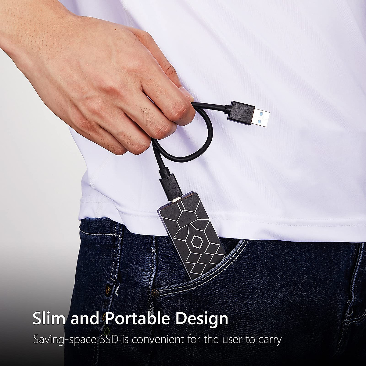 External Hard Drive 2TB, External Solid State Portable SSD Drive Mobile SSD External Drive USB 3.1/USB-C High Speed for Desktop & Laptop,Windows PC,Mac,Linux-Black