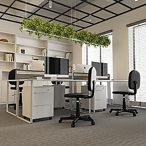 VECELO Small Desk Chair Set of 2, Home Office Chairs Low-Backrest Armless Cushion Seat PU Leather with Adjustable Height 360°Quiet Swivels for Home Office,Black