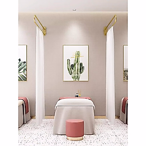 Privacy Partition Curtains, U-Shape Room Divider, Metal Support Wall Mounted Curtains, 6.56ft White Flat Hooks Medical Curtain for Fitting Room Beauty Salon Bedroom (White, 6.56ft)