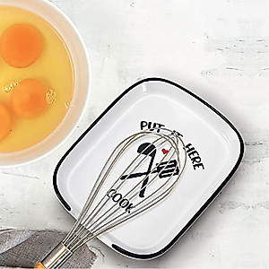 FANGSUN Large Spoon Rest for Stove Top, Ceramic Spoon Holder for Kitchen Counter,Farmhouse White Spoon Rest for Kitchen Decor, Cooking Utensil Rest for Spatula, Ladles, Tong, White-B