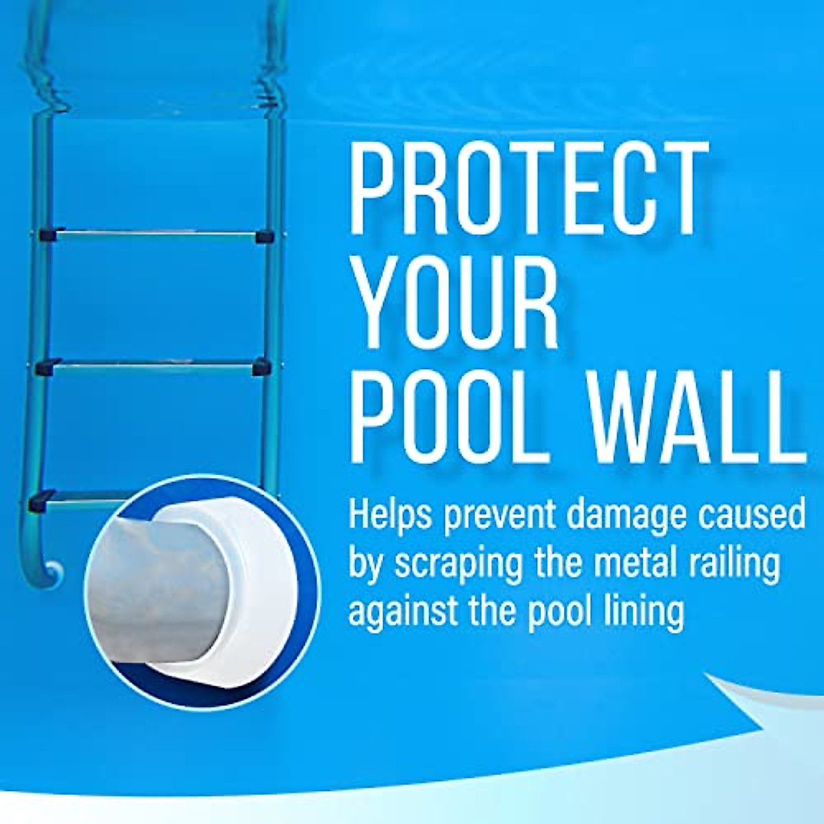 [4 Pack] Pool Ladder Bumpers to Protect Pool Liner - Protective Step Ladder End Cap for Inground Pool - Swimming Pool Ladder Parts - White Rubber End Cap for Swimming Pool Ladder - 1.9” Inner Diameter