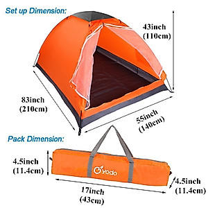 Yodo Upgraded Lightweight 2 Person Camping Backpacking Tent with Carry Bag, Orange