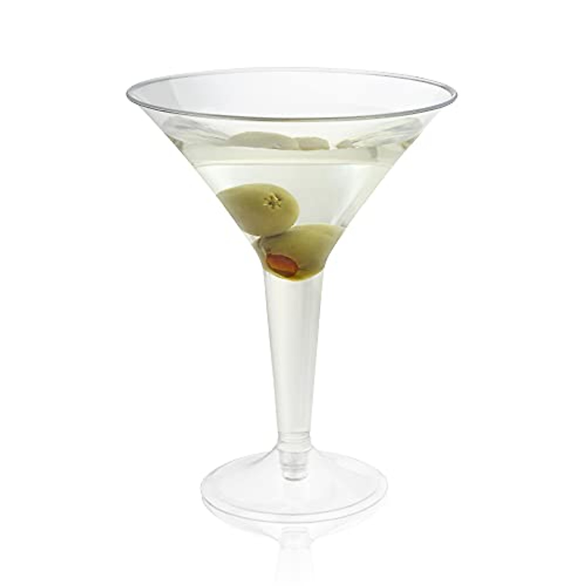 True Party Disposable Plastic Martini Glasses - Stemmed Clear Cocktail Cups for Outdoors, Parties - 8oz Set of 12