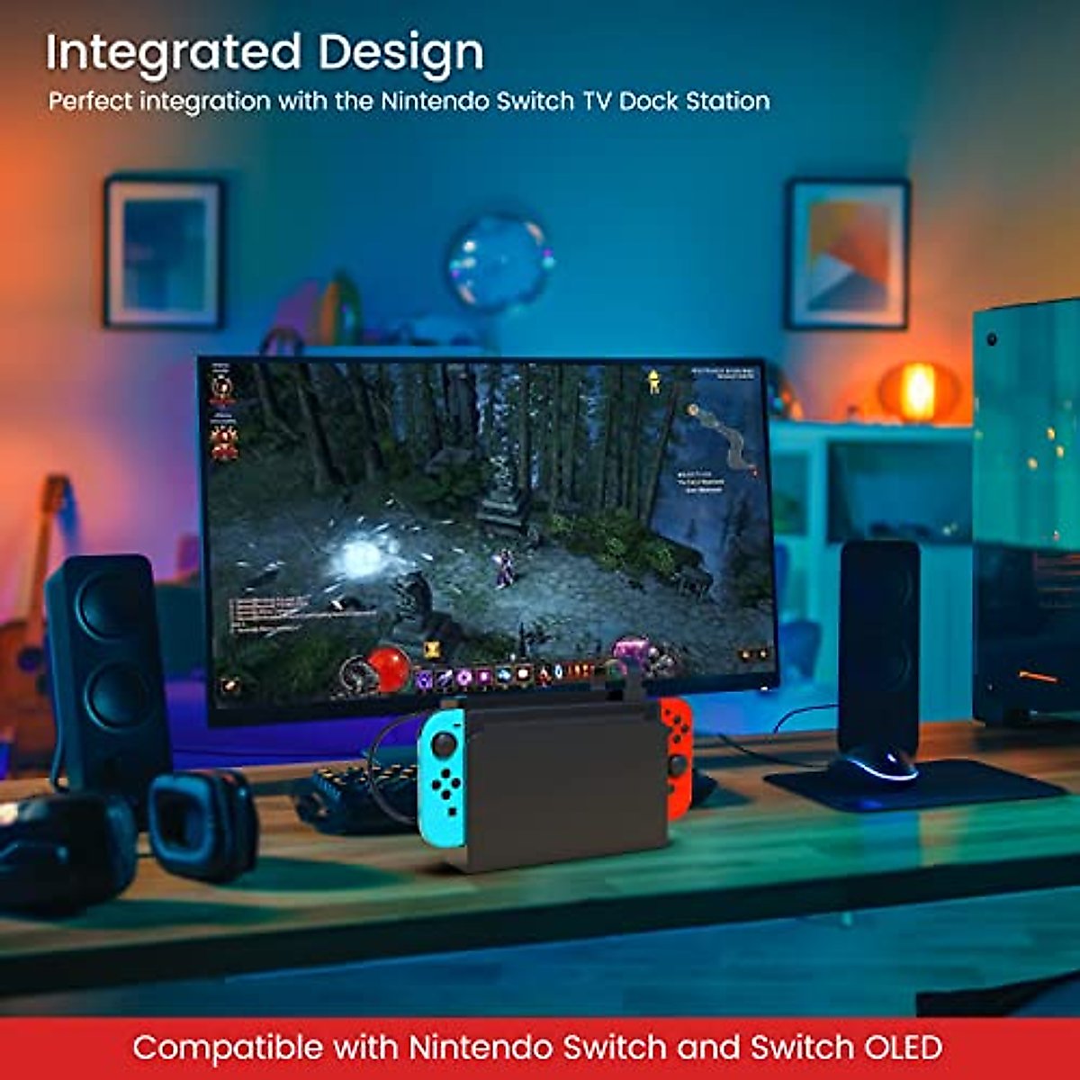 8-in-1 Game Card Reader for Nintendo Switch/Switch OLED Console and Dock, Mutilple Switch Games Reader, Card Storage Holder Accessories (4 Slots for Switching Games + 4 Slots for Storage)