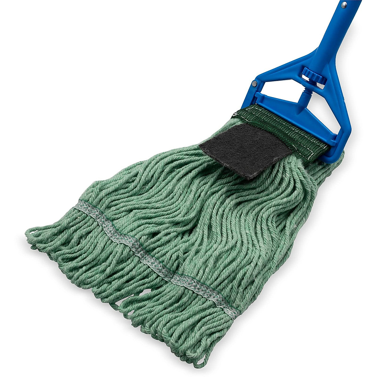 SPARTA Flo-Pac Acrylic Mop Head, Loop-Ended, Wide Band with 5" Green Band with Scrubber for Organized Cleaning, Medium, Green