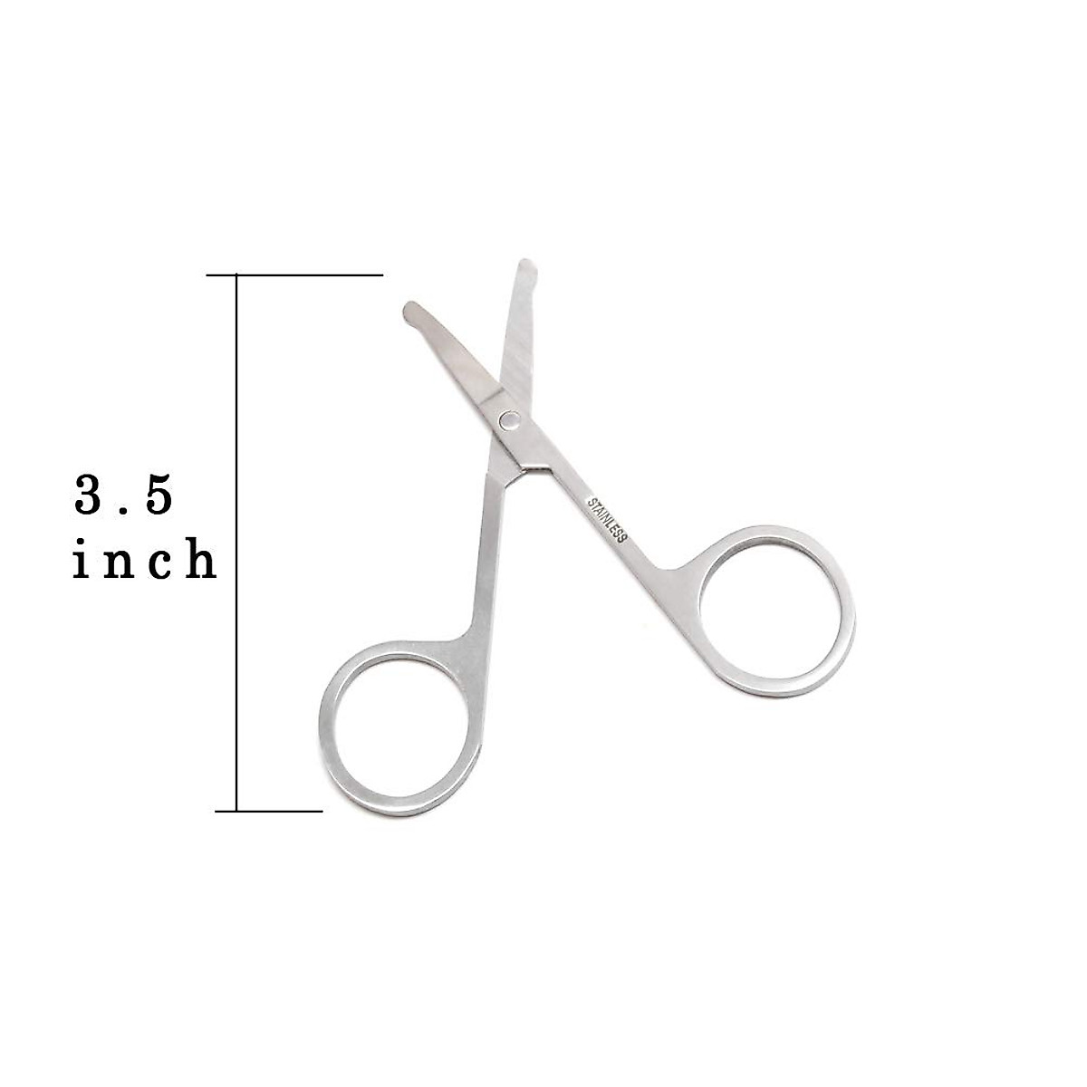 Luxxii 2 Pack - 3.5" Safety Nose Mustache Facial Hair Scissors for Trimming Eyebrows Eyelashes Nose Mustache Beard Facial and Ear Hair