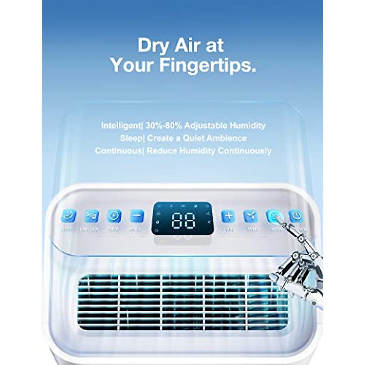 BUBLUE 4500 Sq. Ft Dehumidifier for Basements, Home and Large Room with Auto or Manual Drainage | 40db Industry Leading Noise Reducing | Integrated Air Filters, 3 Operation Modes and 24 hr Timer