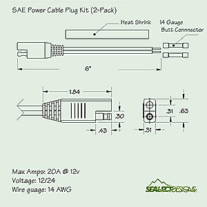 Sea-Lect Designs SAE 14 AWG Power Cable Plug Kit (2-Pack)