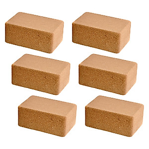 Sunshine Yoga 4" Cork Yoga Block, 6 Pack Bulk Yoga Blocks, Firm and Supportive Yoga Brick for Stretching, Pilates, and Workout, Balance Exercise Block for Schools and Studios, 4" x 6" x 9"
