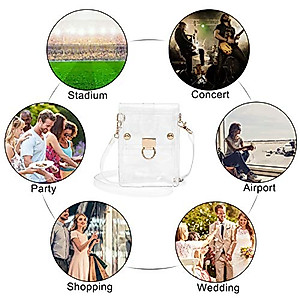 SharPlus Women Small Clear Purse Handbag, Cute Transparent Plastic Crossbody Shoulder Bag Phone Pouch Stadium Approved