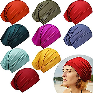 9 Pieces Women's Under Scarf Muslin Hijab Cap Solid Color Hijab Cap Dreadlock Cap Unisex Dreadlock Hair Wrap Muslimah Hijab Tube Cap