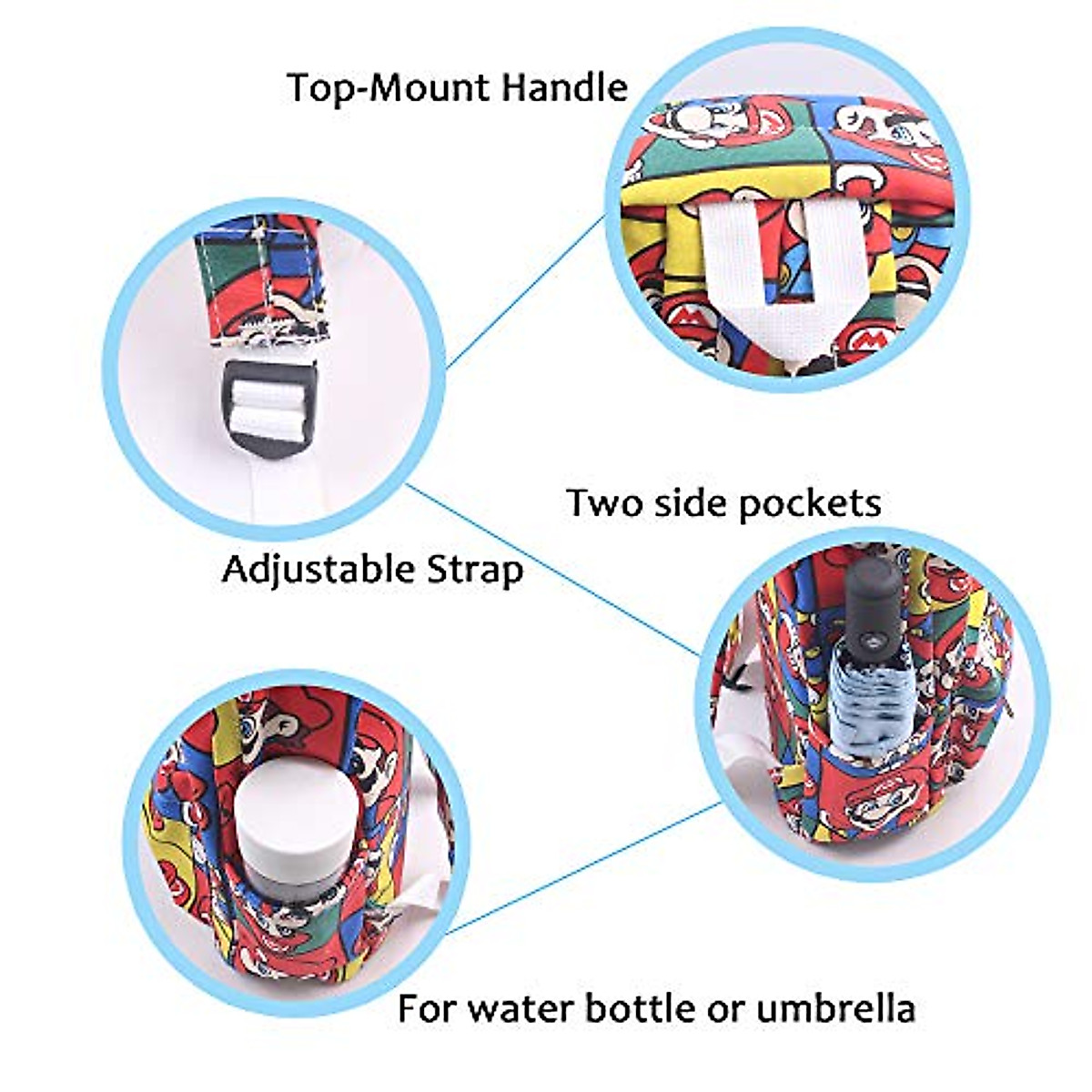 FINEX Super Mario Brother Bros Canvas Casual Daypack with 15 in Laptop Storage Compartment